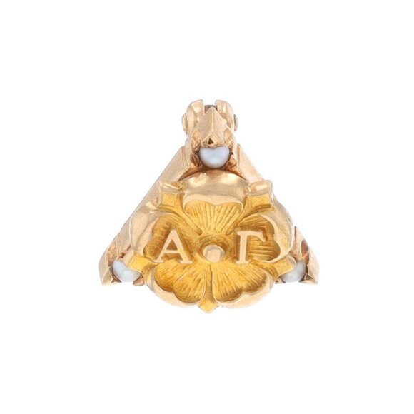 Jewelry | Yellow Gold Alpha Gamma Delta Vintage Mothers Pin 1k Pearl ...